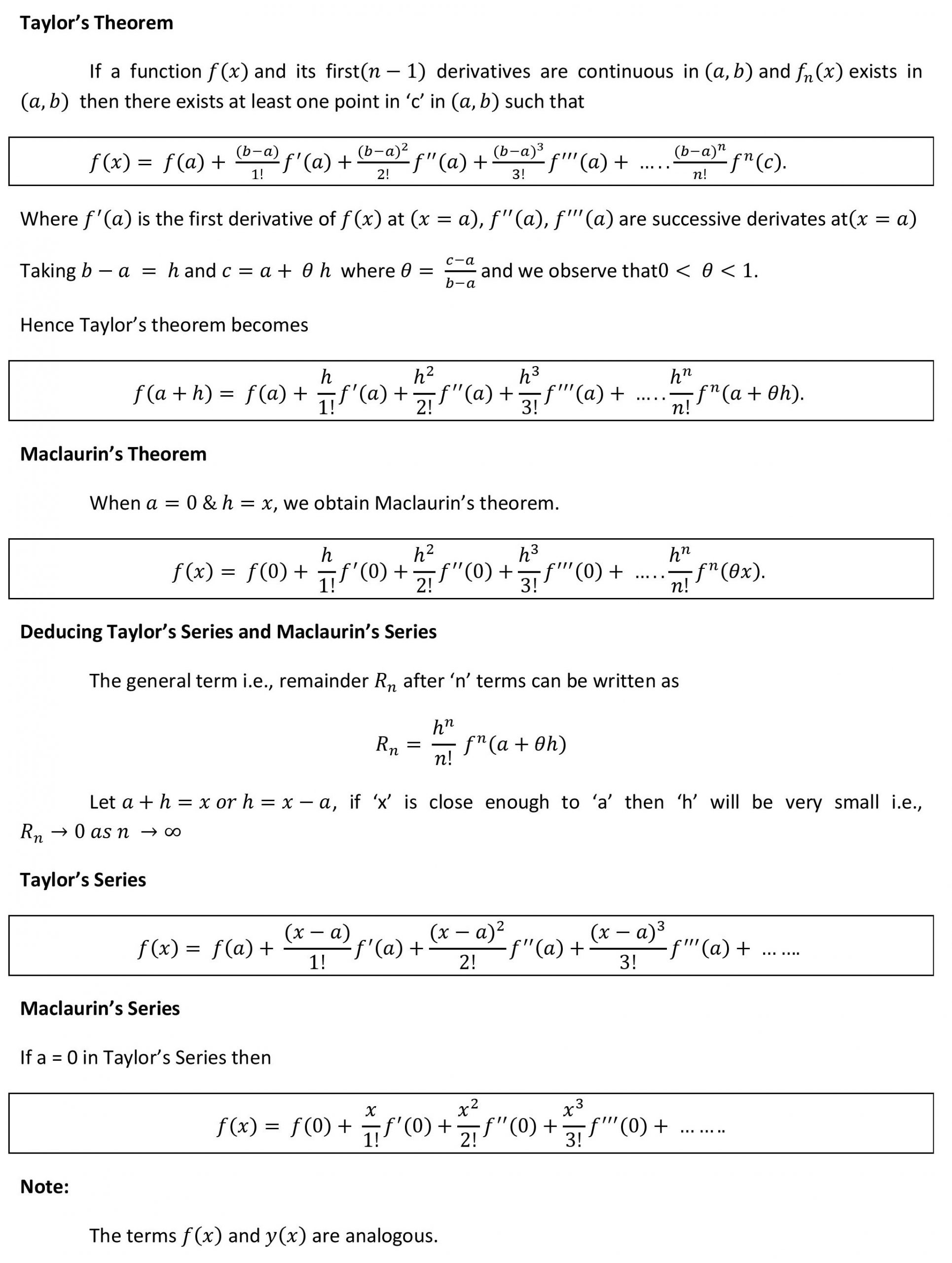 Taylor’s Theorem, Taylor’s Series, Taylor’s Series Problems and ... Taylor’s Theorem, Taylor’s Series, Taylor’s Series Problems and ...