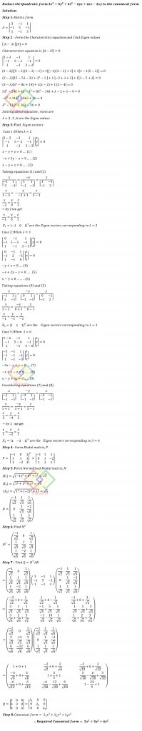 Reduce the Quadratic form 3x^2+5y^2+3z^2-2yz+2zx-2xy to the Canonical form – Yawin