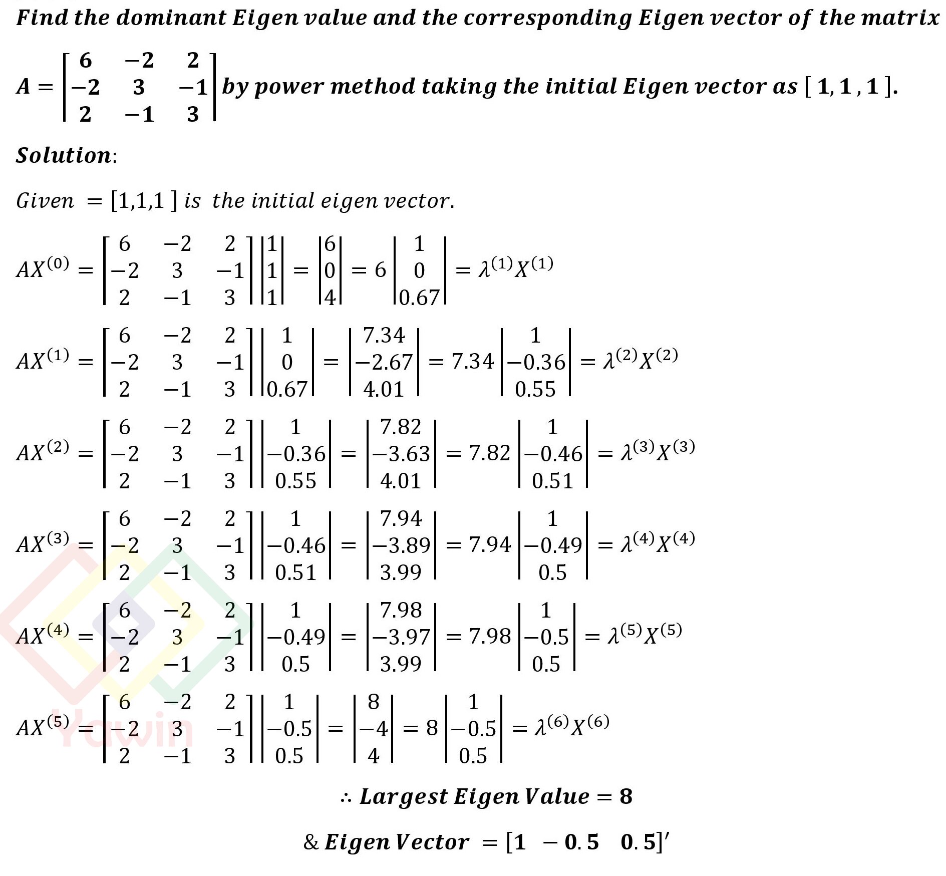 Find The Dominant Eigen Value And The Corresponding Eigen Vector Of The