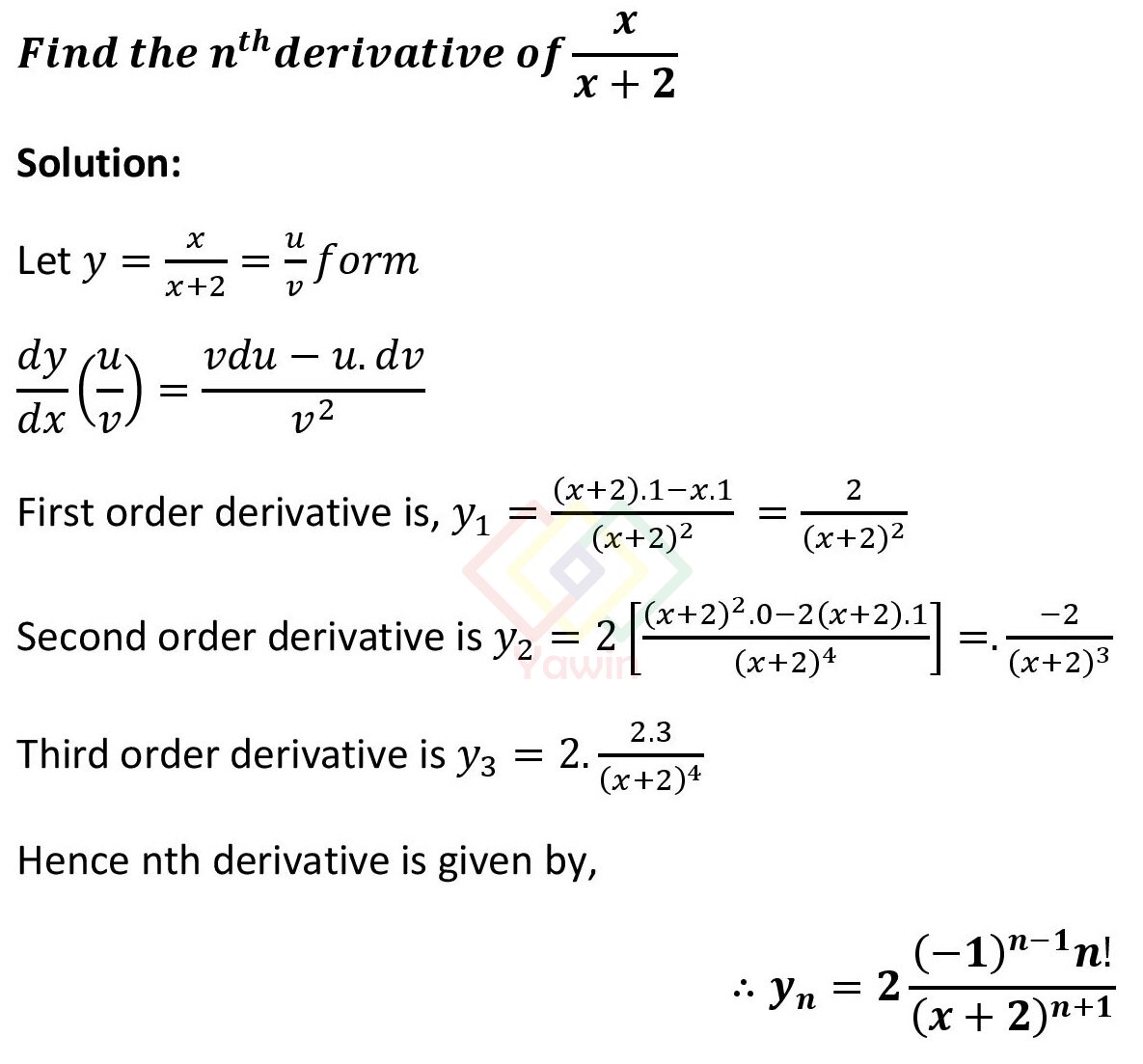 Find the nth derivative of x/(x+2) – Yawin Find the nth derivative of x/(x+2) – Yawin