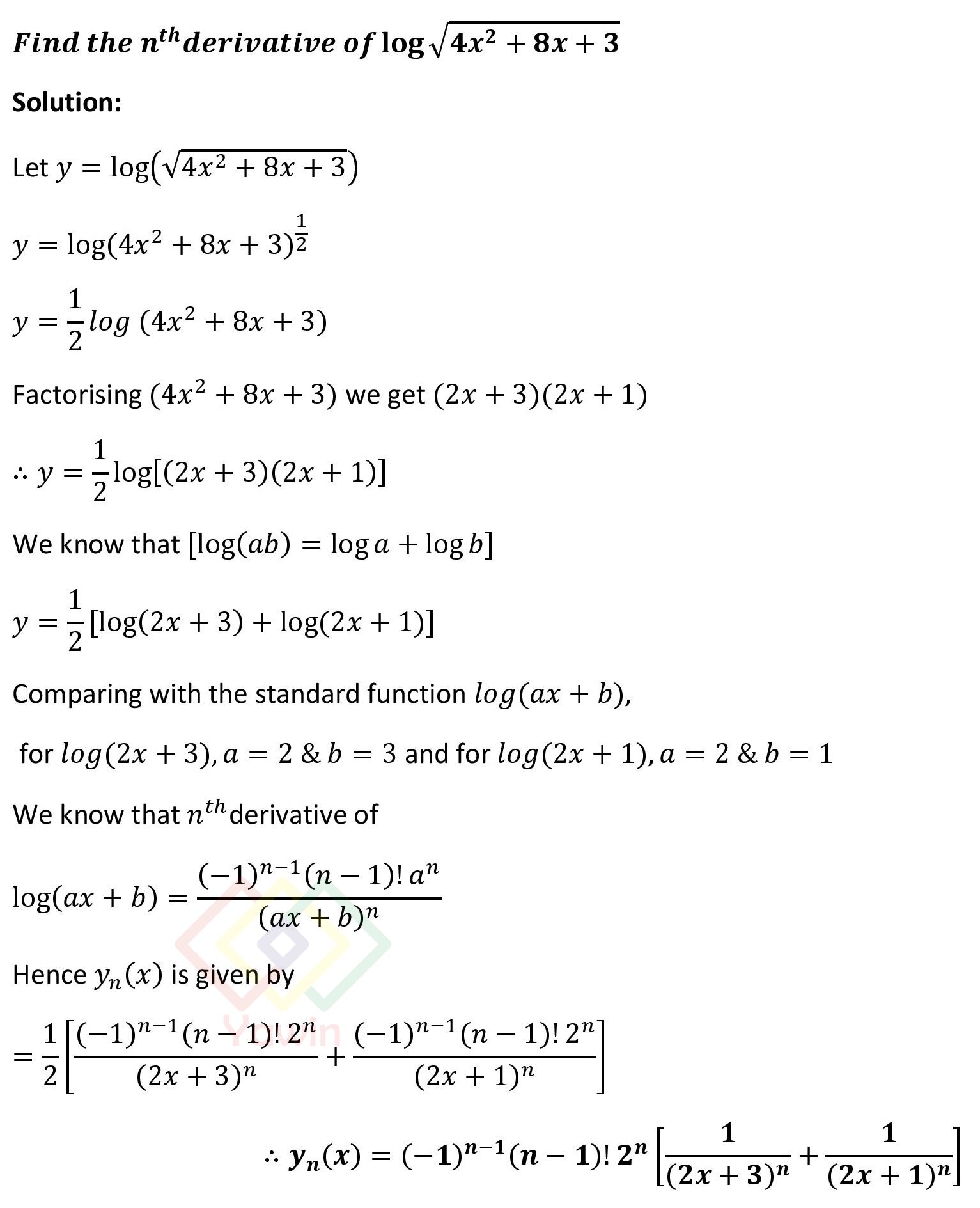 Find the nth derivative of log(sqrt(4x^2+8x+3)) – Yawin