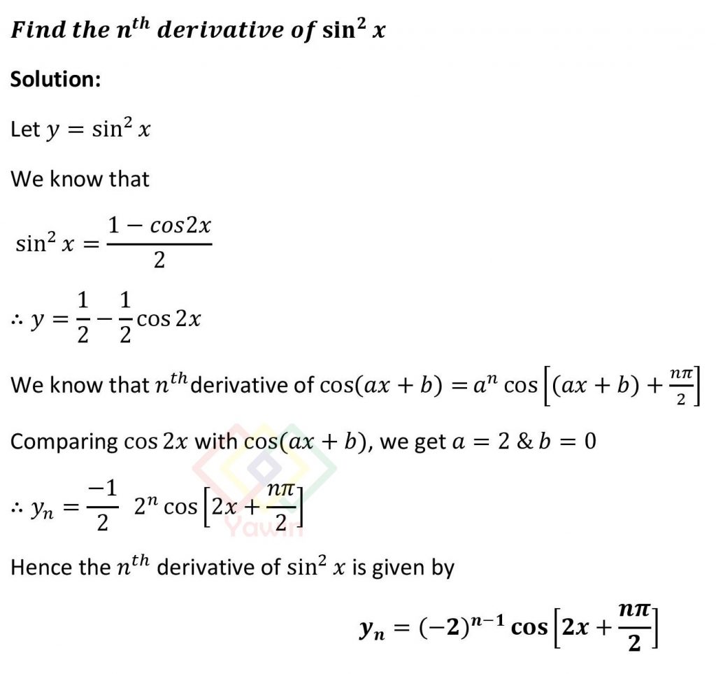 Find The Nth Derivative Of Sin 2x Yawin Find The Nth Derivative Of Sin 2x Yawin