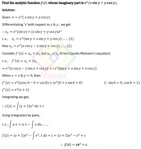 Find the analytic function f (z) whose imaginary part is e^x (x siny ...