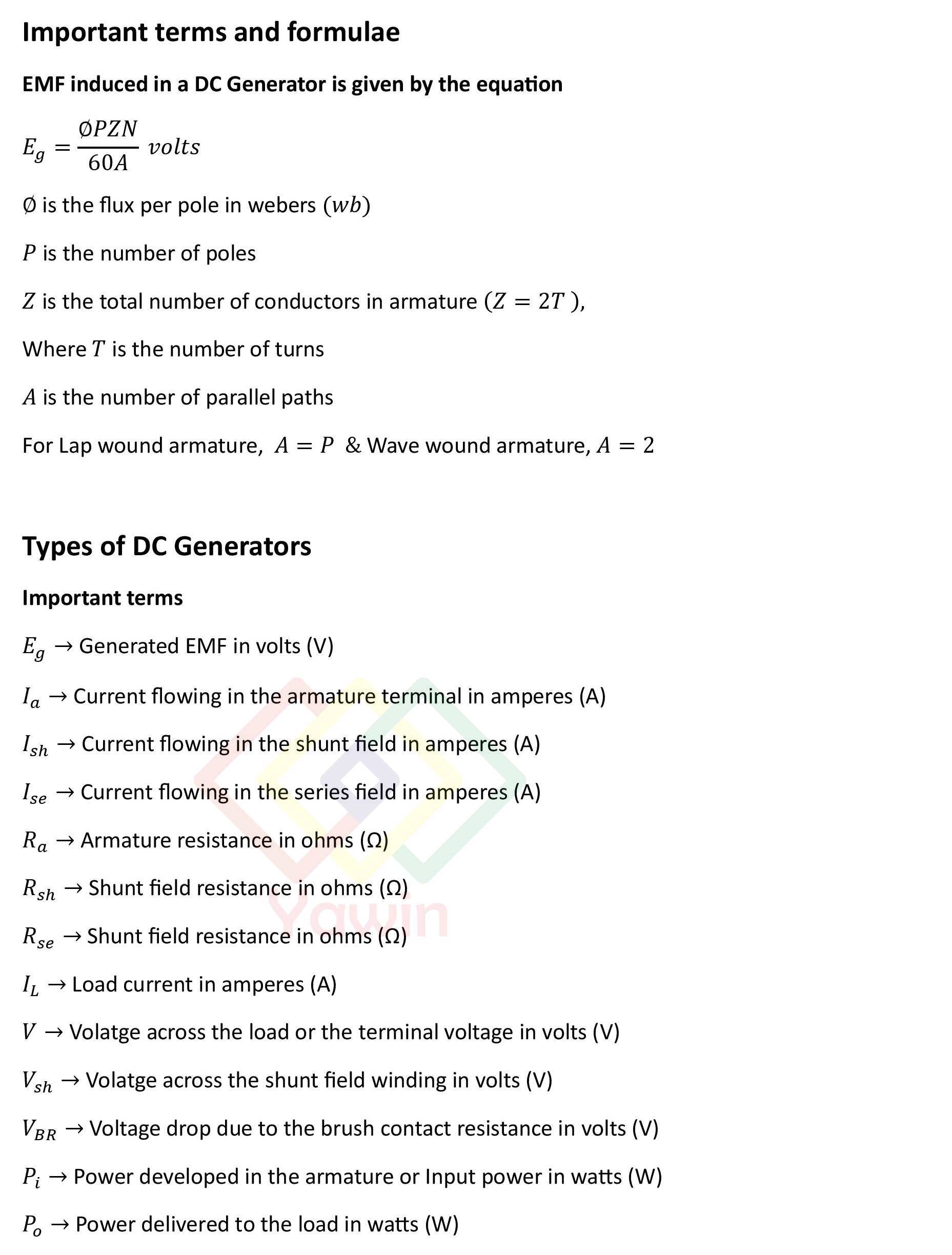 DC Generators – Yawin